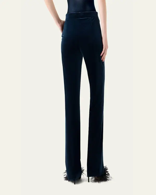 Akris Techno Velvet Stretch Straight-leg Pants - Blue