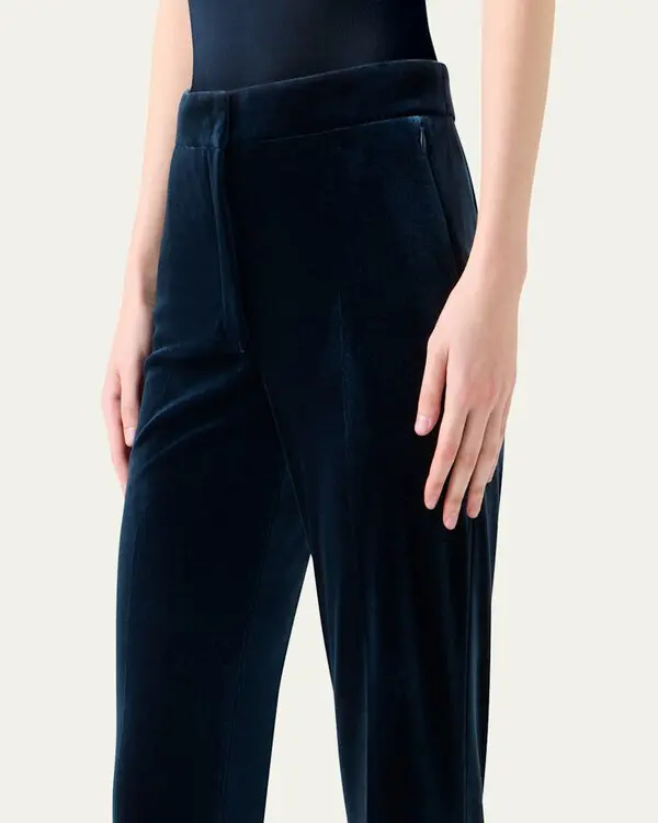 Akris Techno Velvet Stretch Straight-leg Pants - Blue