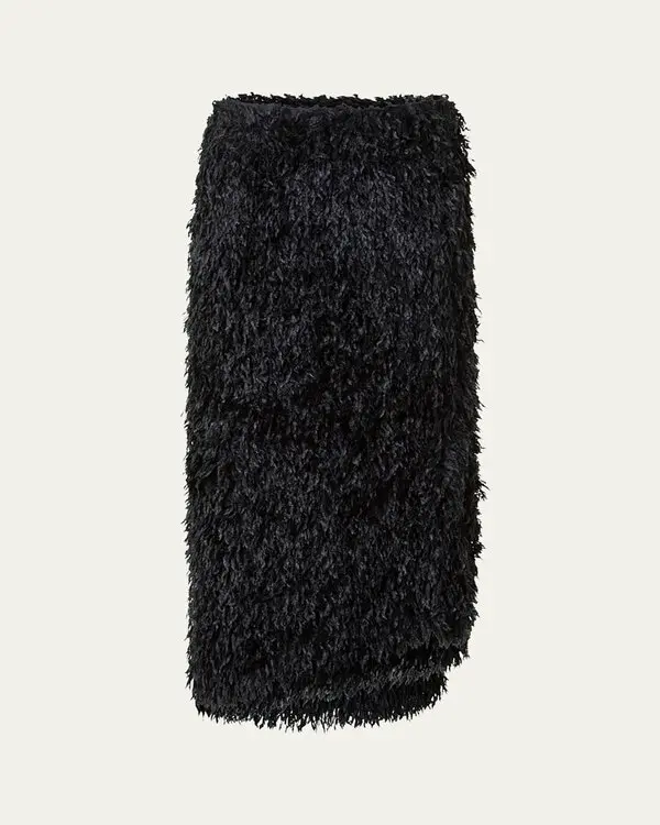 Akris Asymmetric Feather Fringe Trapezoid Skirt