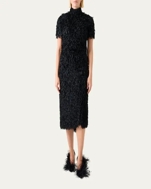 Akris Asymmetric Feather Fringe Trapezoid Skirt
