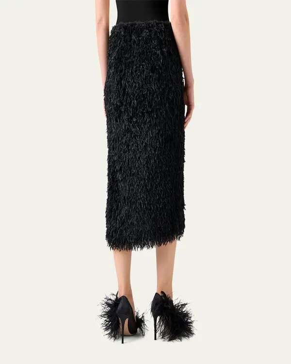Akris Asymmetric Feather Fringe Trapezoid Skirt