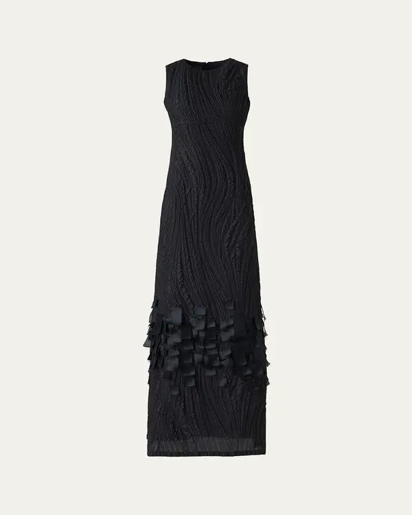 Akris Waves And Ribbons Jacquard A-line Gown