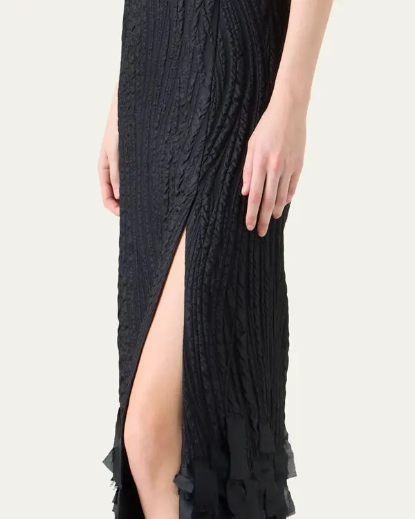 Akris Waves And Ribbons Jacquard A-line Gown