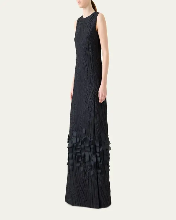 Akris Waves And Ribbons Jacquard A-line Gown
