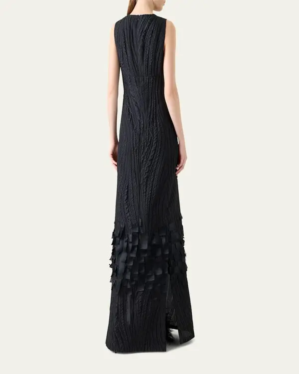 Akris Waves And Ribbons Jacquard A-line Gown