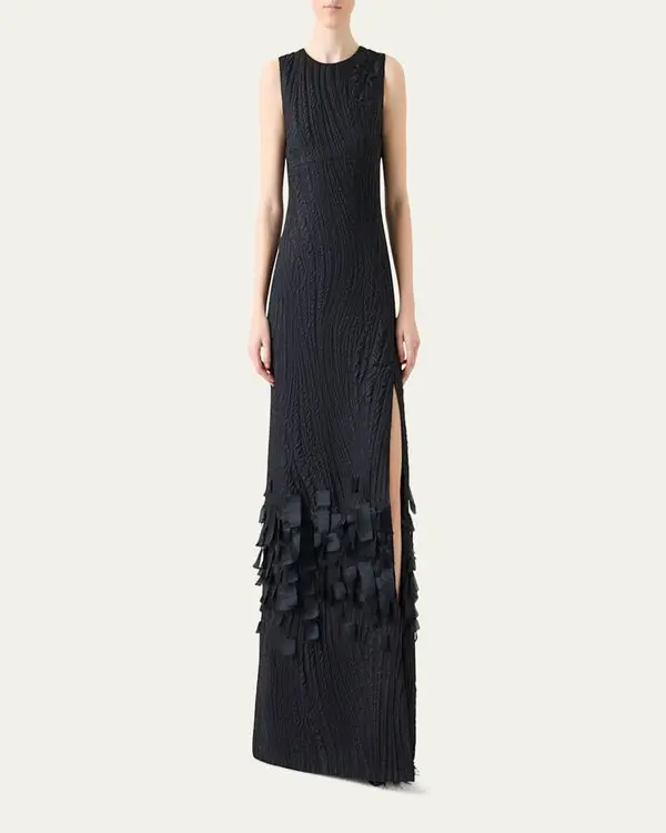 Akris Waves And Ribbons Jacquard A-line Gown