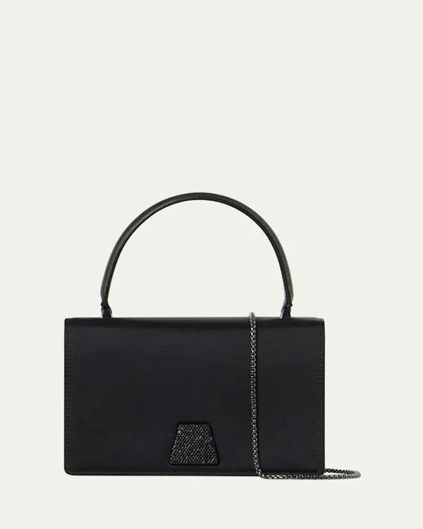 Akris Alice Crystal Trapezoid Satin Micro Top-handle Bag - Black
