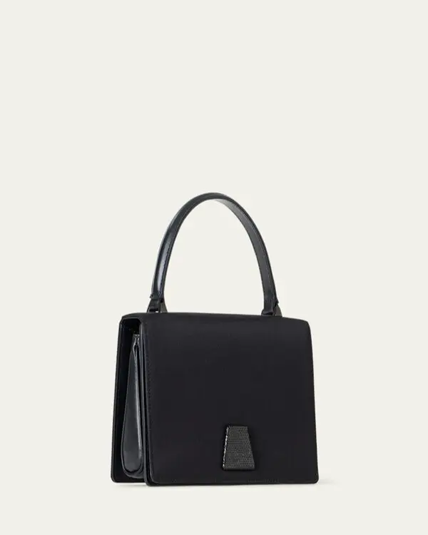 Akris Alice Crystal Trapezoid Satin Micro Top-handle Bag - Black