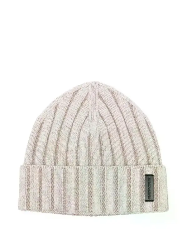 Emporio Armani Ribbed Beanie - Neutrals