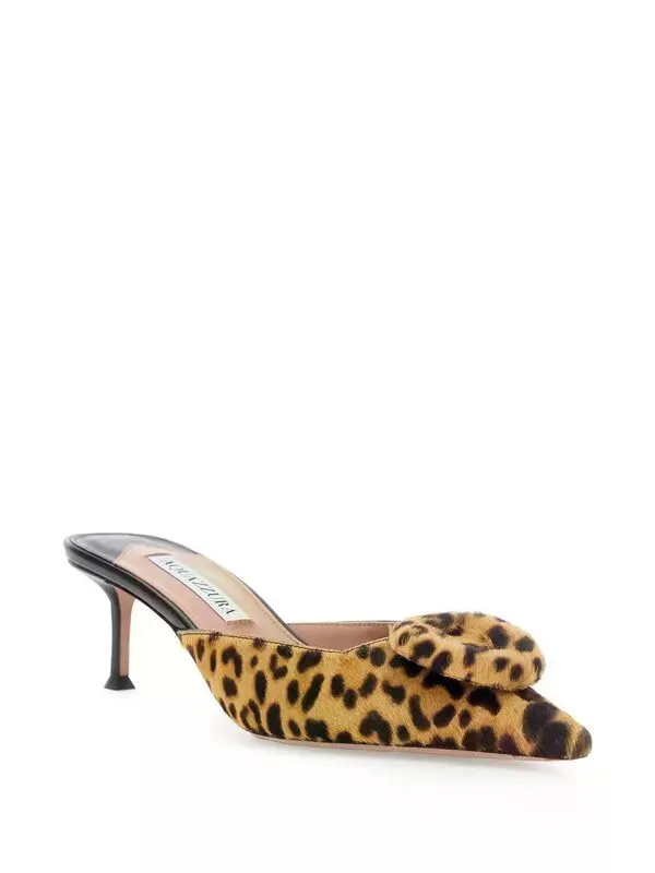 AQUAZZURA 50mm The Hoop Leopard-print Mules - Neutrals