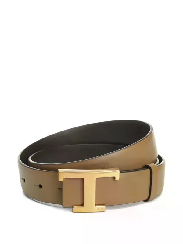TOD'S Leather T-buckle Belt - Neutrals