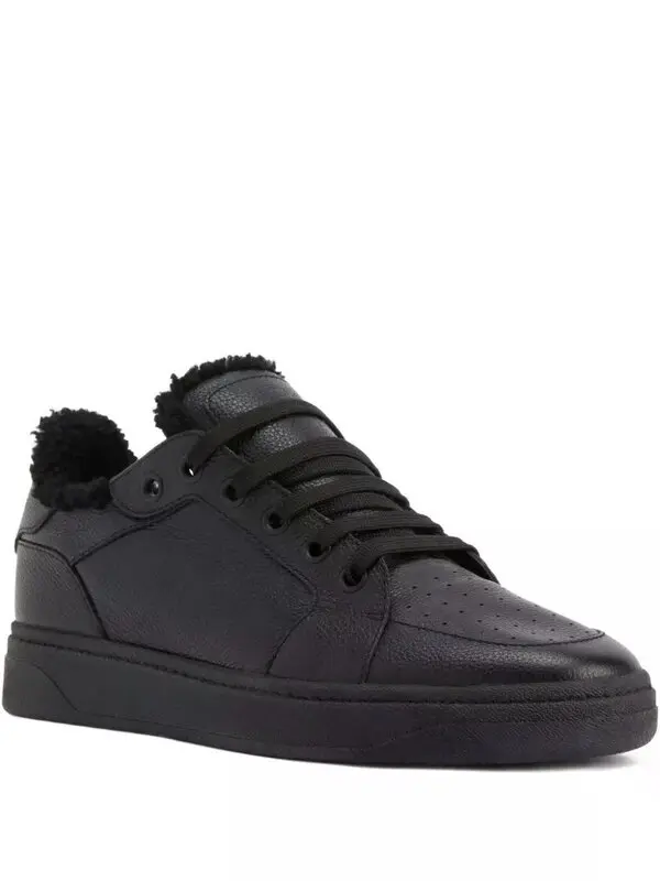 GIUSEPPE ZANOTTI Shearling Trim Leather Sneakers