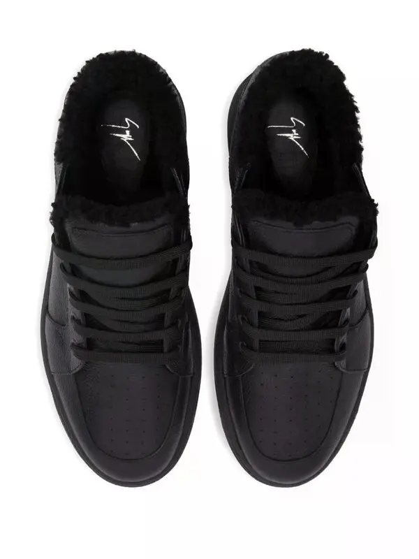 GIUSEPPE ZANOTTI Shearling Trim Leather Sneakers