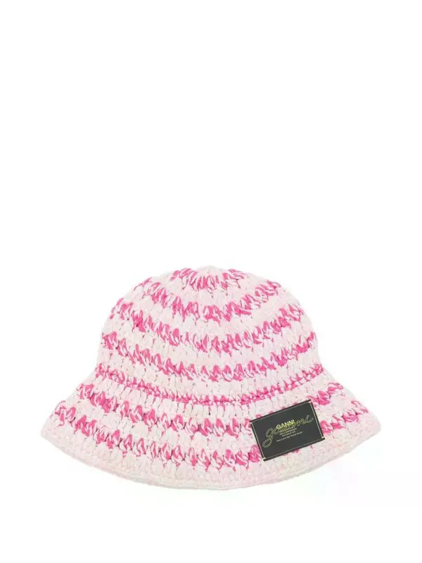GANNI Crochet-knit Bucket Hat - Pink