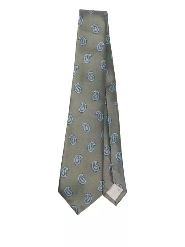 Giorgio Armani Paisley-print Silk Tie - Green