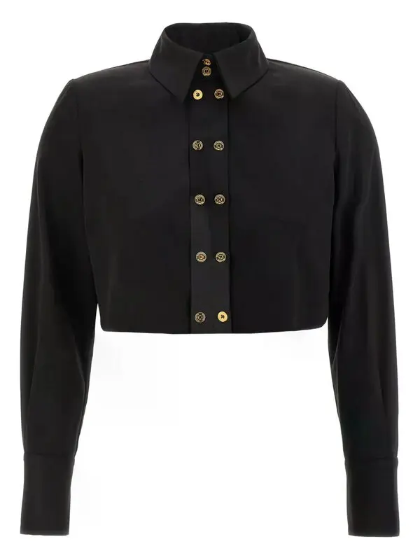 Elisabetta Franchi Padded-shoulder Button-front Shirt - Black