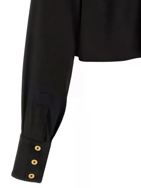 Elisabetta Franchi Padded-shoulder Button-front Shirt - Black