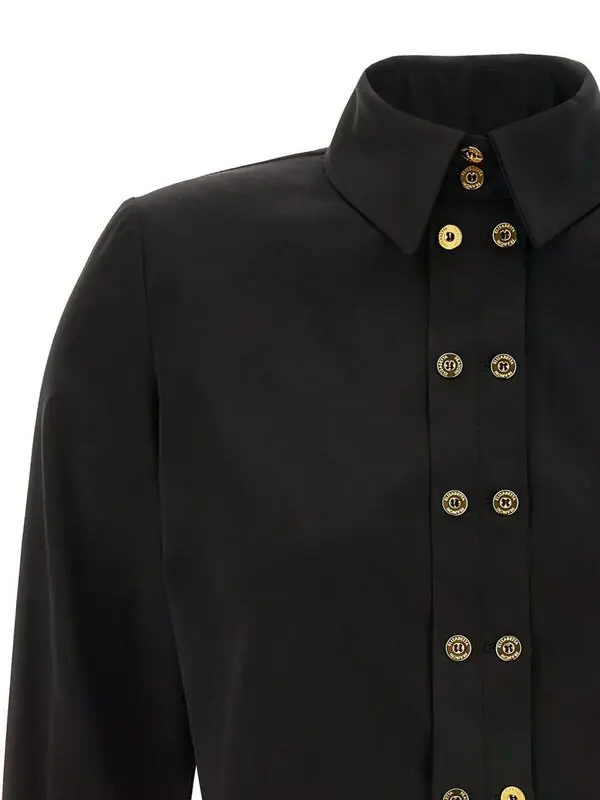 Elisabetta Franchi Padded-shoulder Button-front Shirt - Black