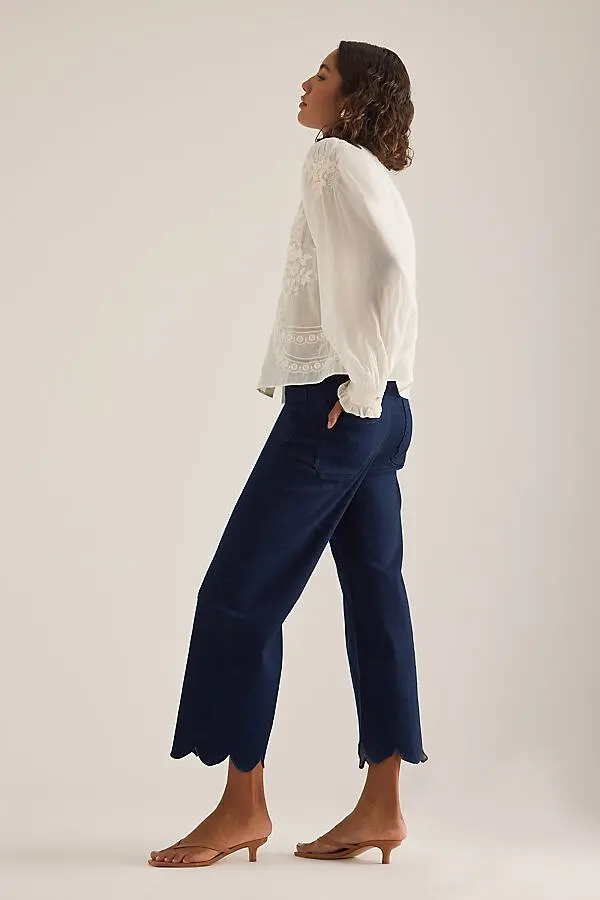 Maeve Colette Ruffle-hem Cropped Jeans - Goethitite Wash