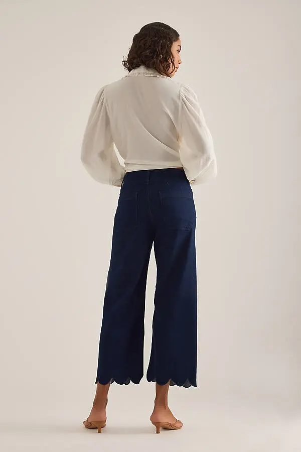Maeve Colette Ruffle-hem Cropped Jeans - Goethitite Wash