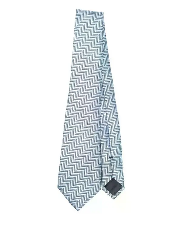 Giorgio Armani Herringbone Silk Necktie - Blue