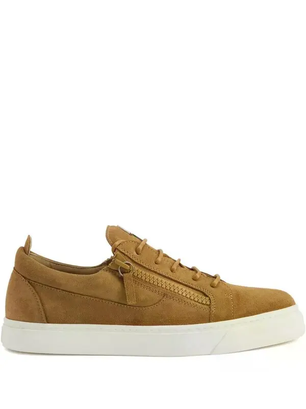 GIUSEPPE ZANOTTI Frankie Zip-fastening Suede Trainers - Neutrals