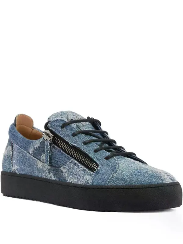 GIUSEPPE ZANOTTI Frankie Distressed Sneakers - Blue