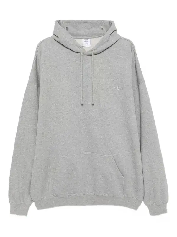 Vetements Logo-embroidered Hoodie - Grey