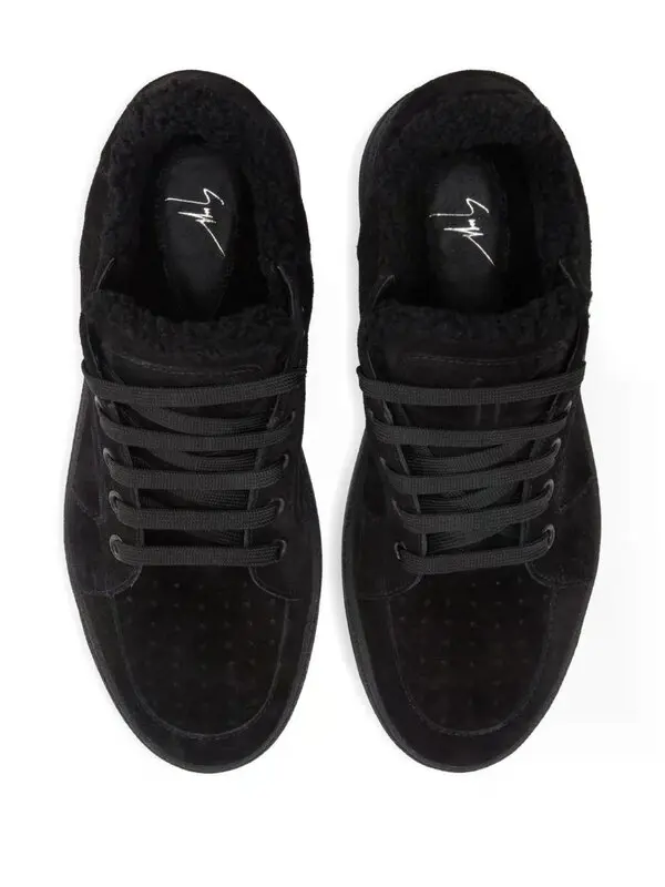 GIUSEPPE ZANOTTI Suede Sheepskin Low-top Sneakers