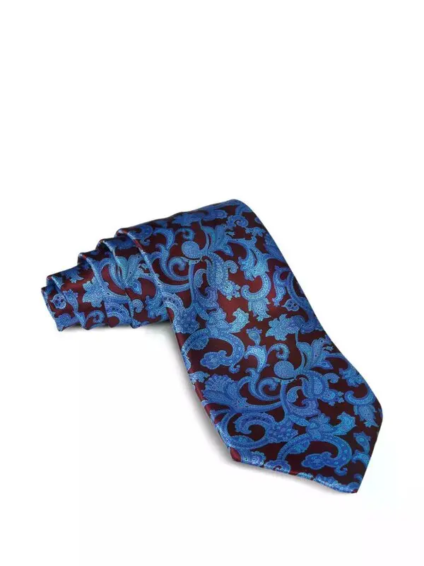 Stefano Ricci Paisley Printed Silk Tie - Blue