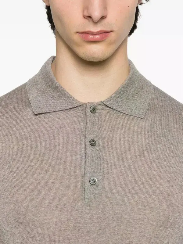 Canali Knited Long-sleeved Polo Shirt - Brown