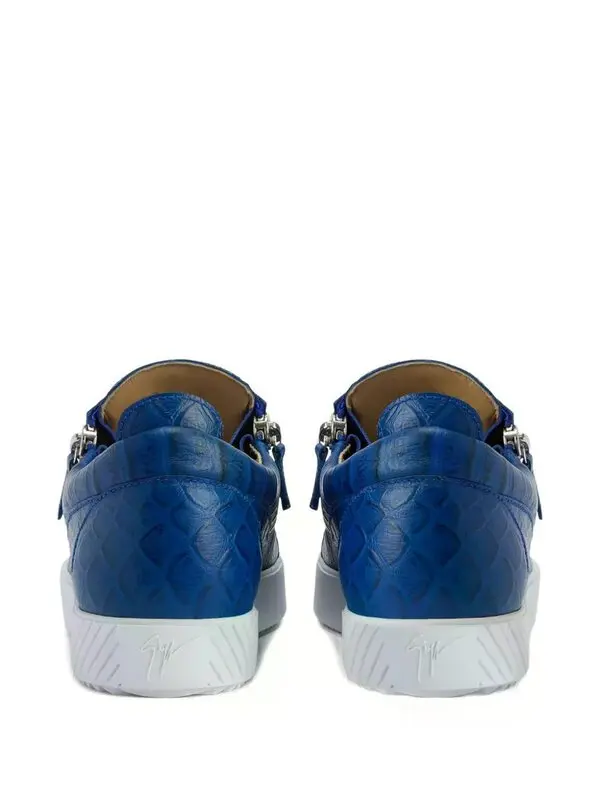 GIUSEPPE ZANOTTI Frankie Crocodile-effect Zip Sneakers - Blue