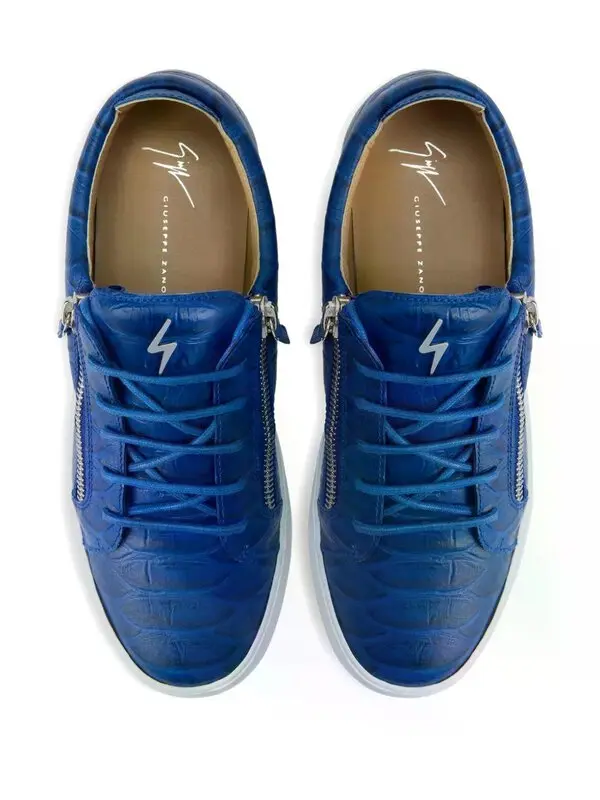 GIUSEPPE ZANOTTI Frankie Crocodile-effect Zip Sneakers - Blue