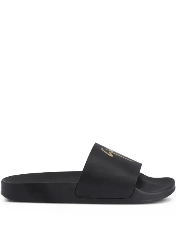 GIUSEPPE ZANOTTI Brett Logo-embellished Leather Slides
