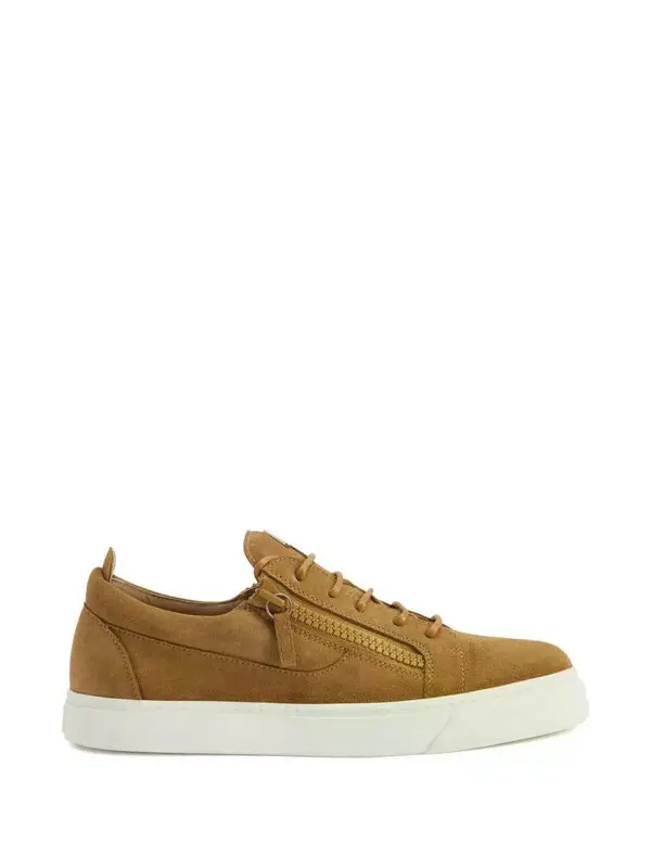 GIUSEPPE ZANOTTI Frankie Zip-fastening Suede Trainers - Neutrals