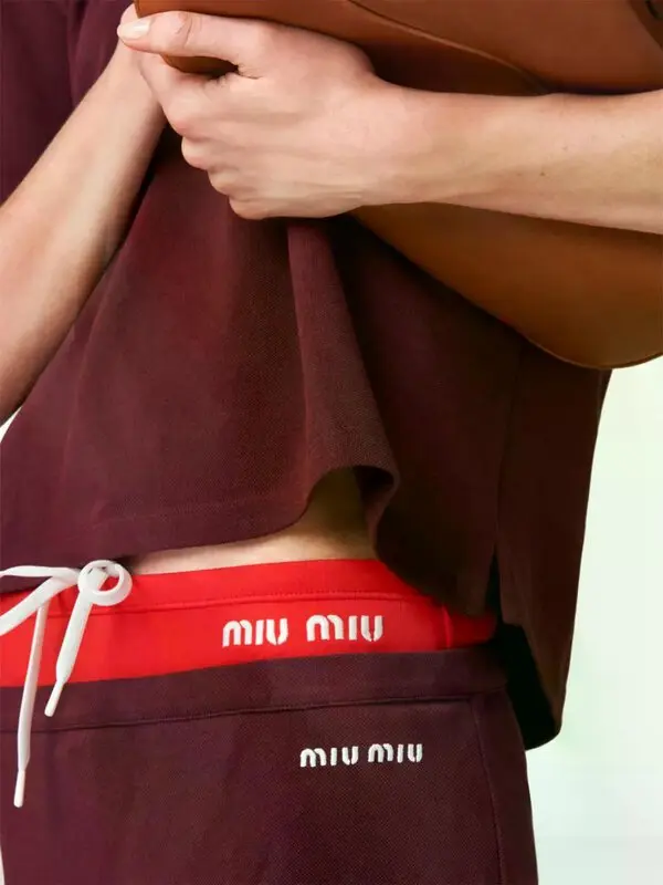 Miu Miu Logo-embroidered Piqué Skirt