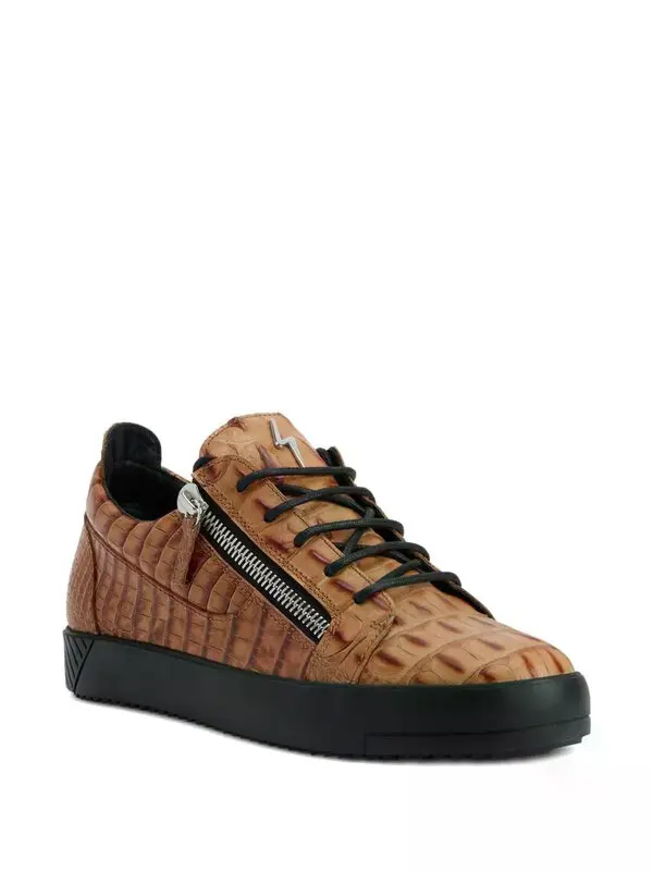 GIUSEPPE ZANOTTI Frankie Crocodile-effect Sneakers - Brown
