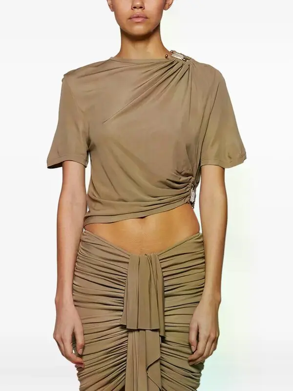Christopher Esber Ruched Ring-detail Tee - Neutrals