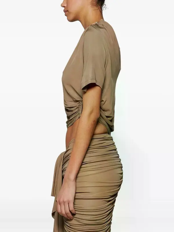 Christopher Esber Ruched Ring-detail Tee - Neutrals