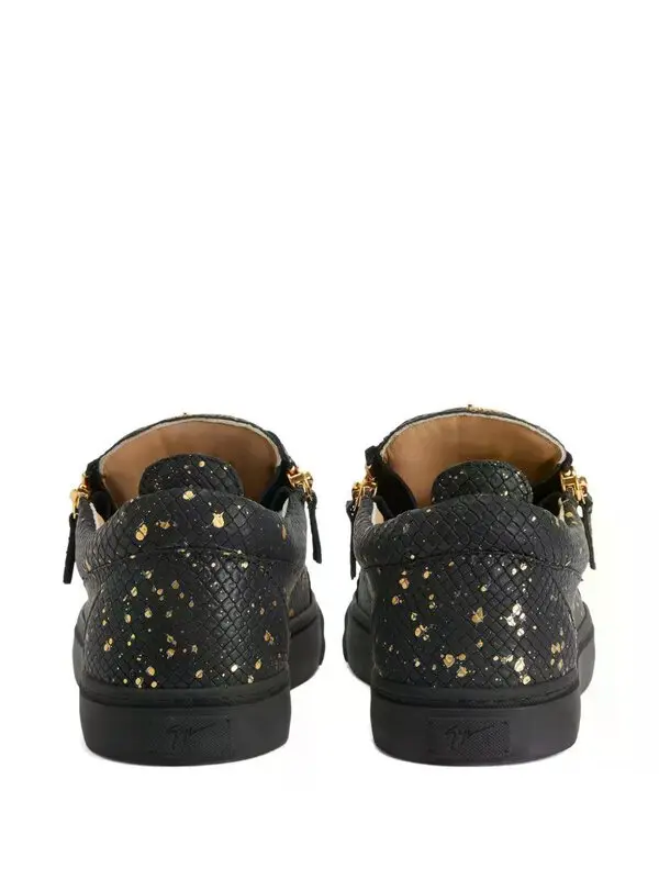 GIUSEPPE ZANOTTI Frankie Snakeskin-print Zip Sneakers - Black