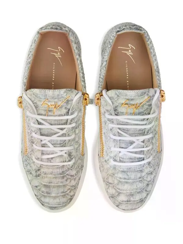 GIUSEPPE ZANOTTI Frankie Snakeskin-effect Sneakers - Grey
