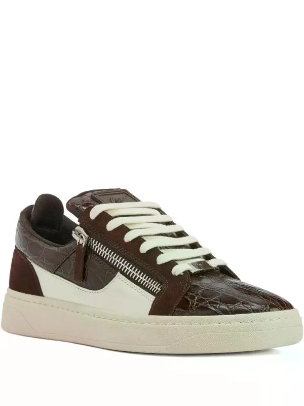 GIUSEPPE ZANOTTI Panelled Zip-detail Sneakers - Brown