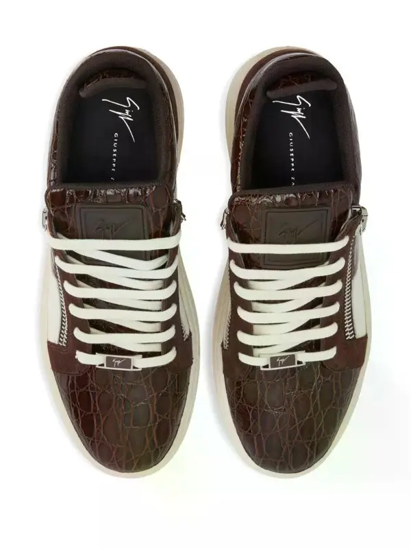 GIUSEPPE ZANOTTI Panelled Zip-detail Sneakers - Brown