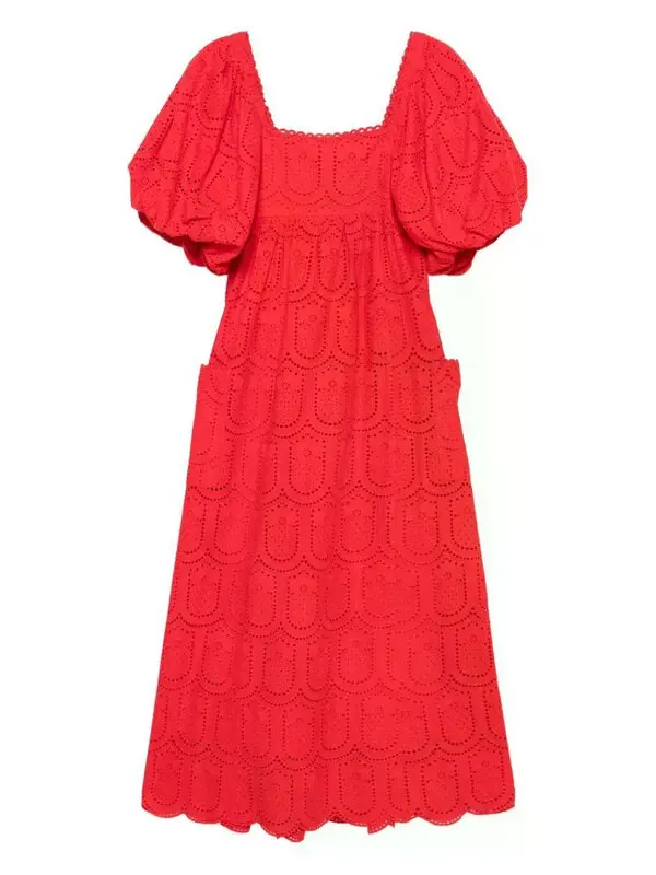 Farm Rio Eyelet-detail Midi Dress
