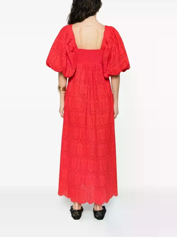 Farm Rio Eyelet-detail Midi Dress