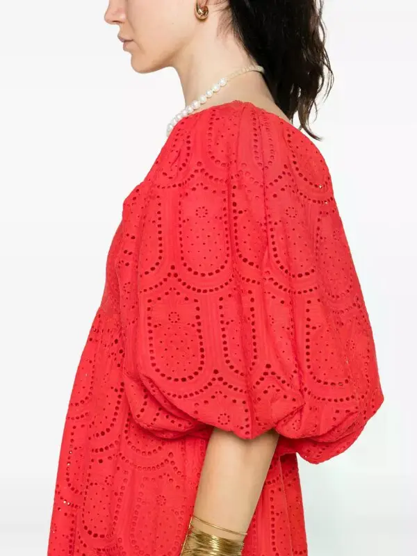 Farm Rio Eyelet-detail Midi Dress