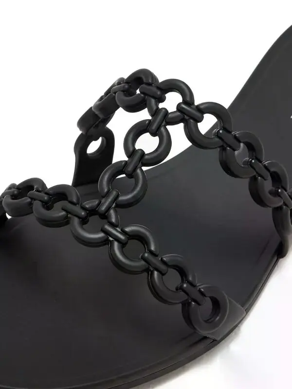 AQUAZZURA Chain-embellished Flat Sandals - Black