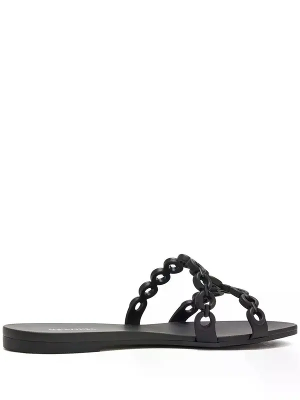 AQUAZZURA Chain-embellished Flat Sandals - Black
