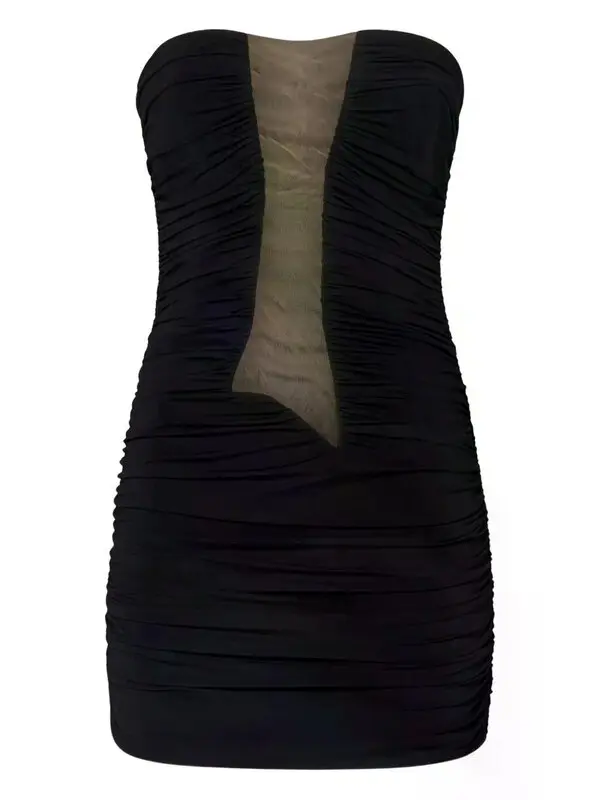 NENSI DOJAKA Draped Mesh-insert Mini Dress - Black