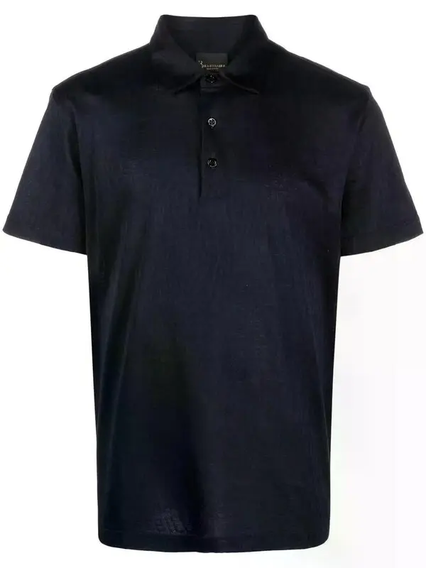 BILLIONAIRE Plain Button-placket Polo Shirt - Blue